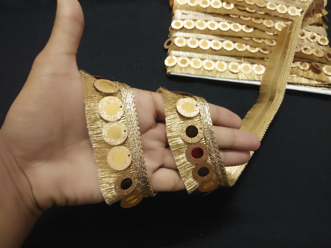 Indian trim beautiful golden gota Patti lace Kiren lace | Etsy