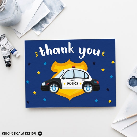 Police Thank You Card Ready to Print Officer Car Birthday - Etsy