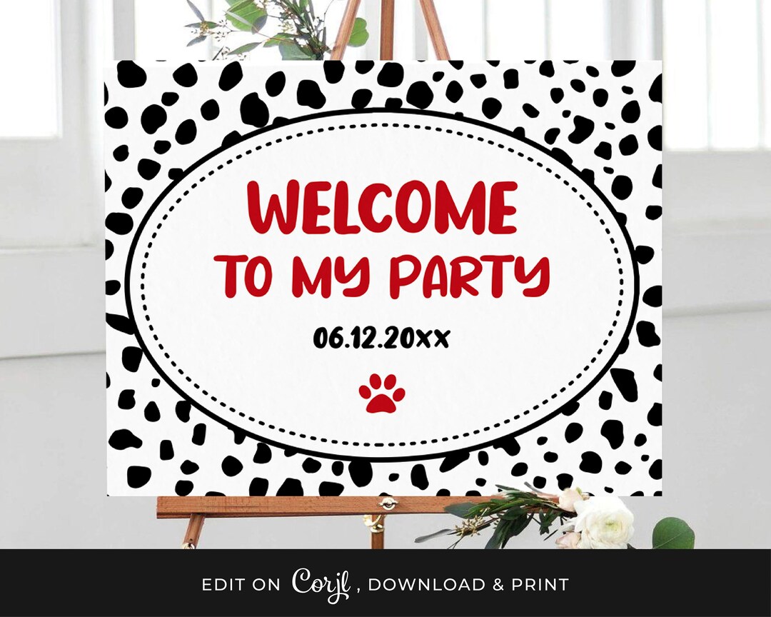 Dalmatian Spots Editable Welcome Sign Birthday Table - Etsy