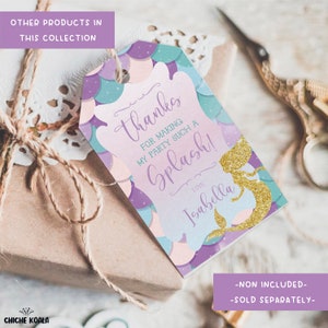 Mermaid Cute Editable Food Label Birthday Sea Place Card Gold - Etsy