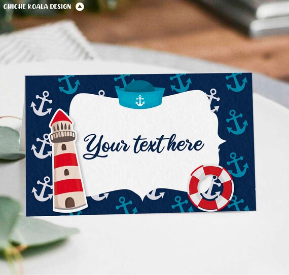 Nautical Editable Food Label Birthday Place Card Sea Party - Etsy