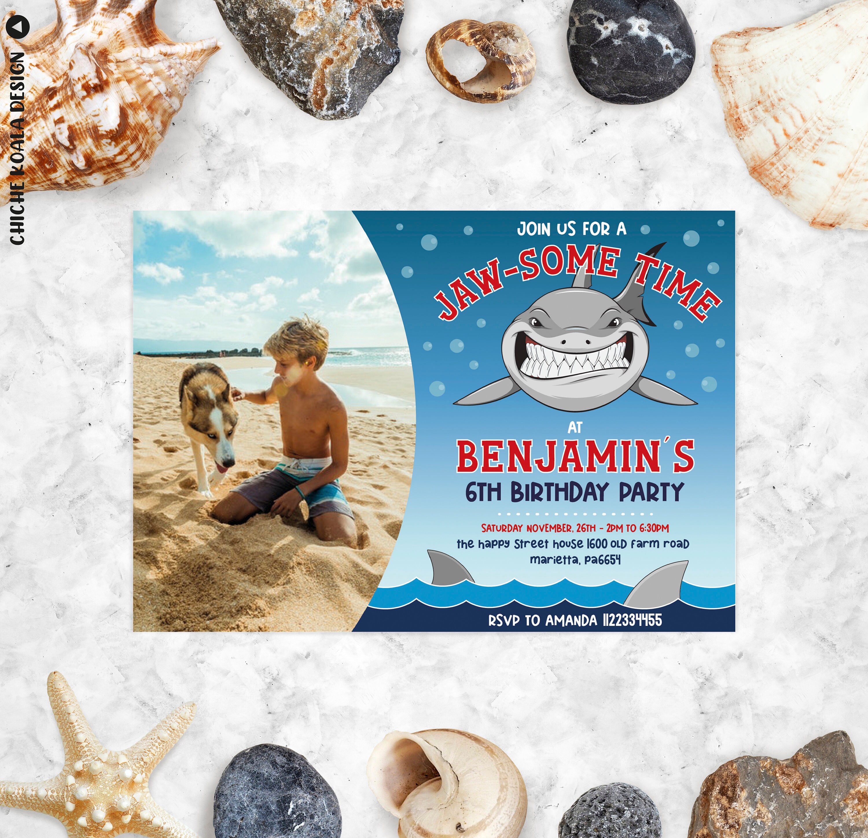 Invitations & Announcements Shark Invitation Custom or Editable Invite ...