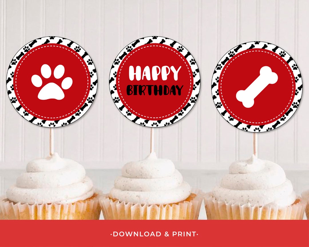 Dalmatian Cupcake Toppers Ready to Print Birthday Party Topper Puppy ...