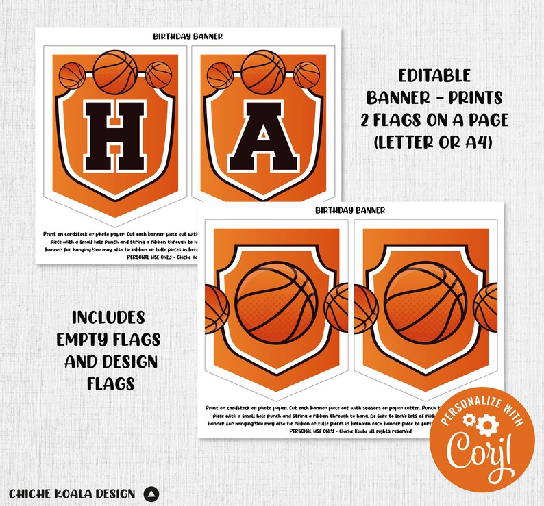 Basketball Editable Birthday Banner Sports Party Slam Dunk - Etsy