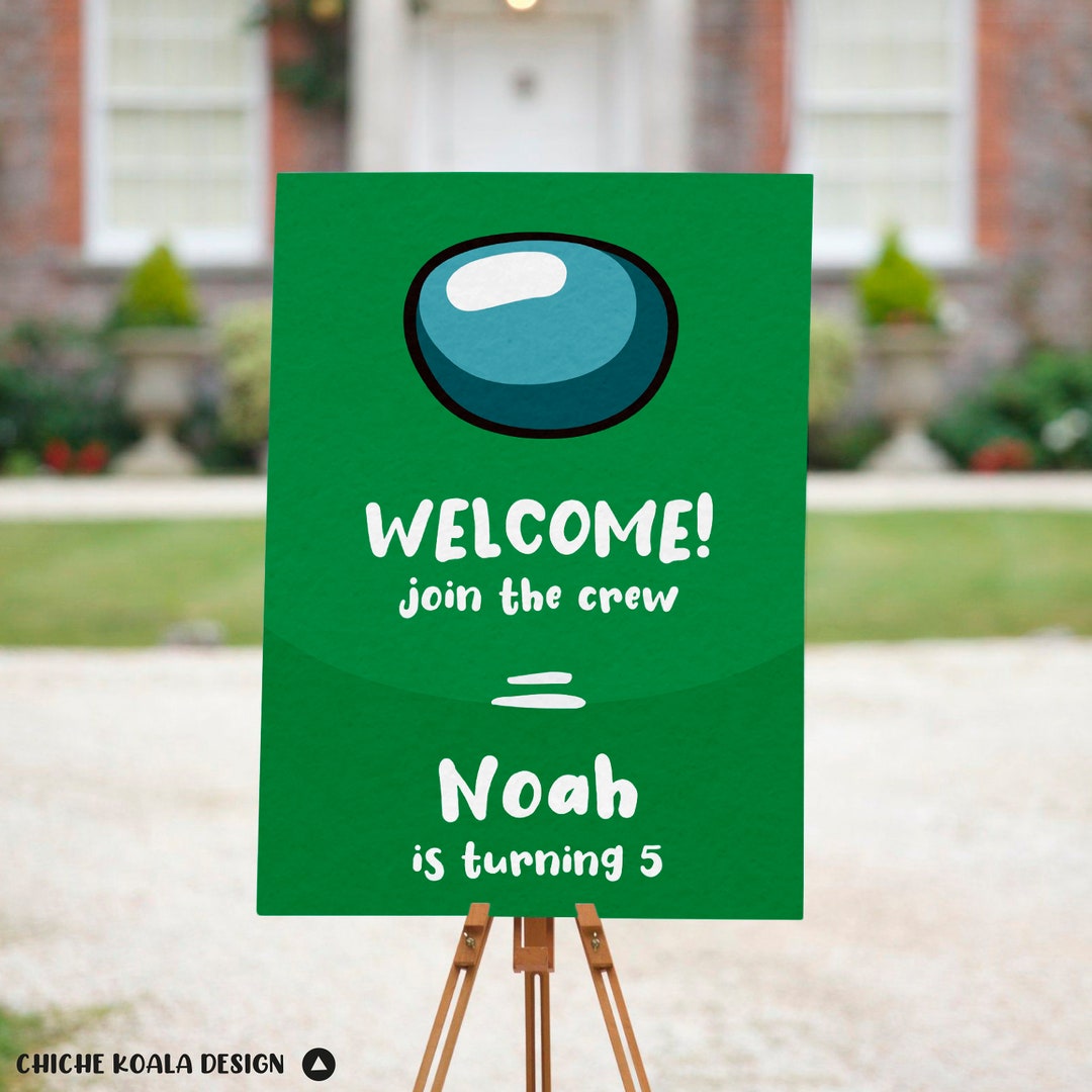Among Stars Editable Color Videogame Welcome Sign Birthday - Etsy