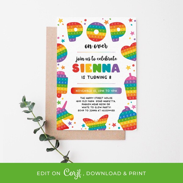 Popit Invitation - Etsy