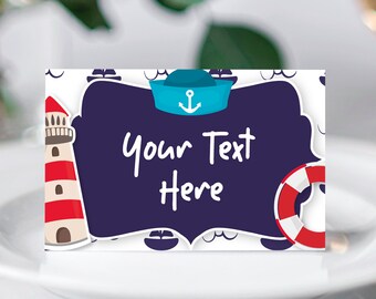Paper & Party Supplies Navy and White Nautical Food Labels 12 Pink etna ...
