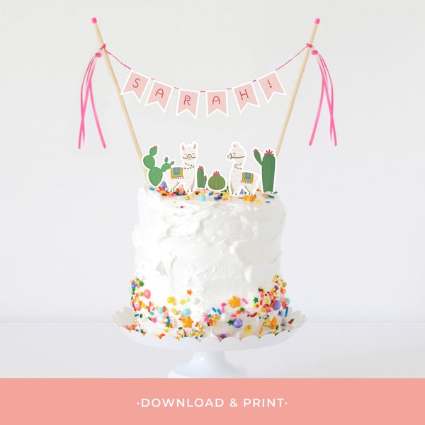Llama and Cactus Cake Topper - Etsy
