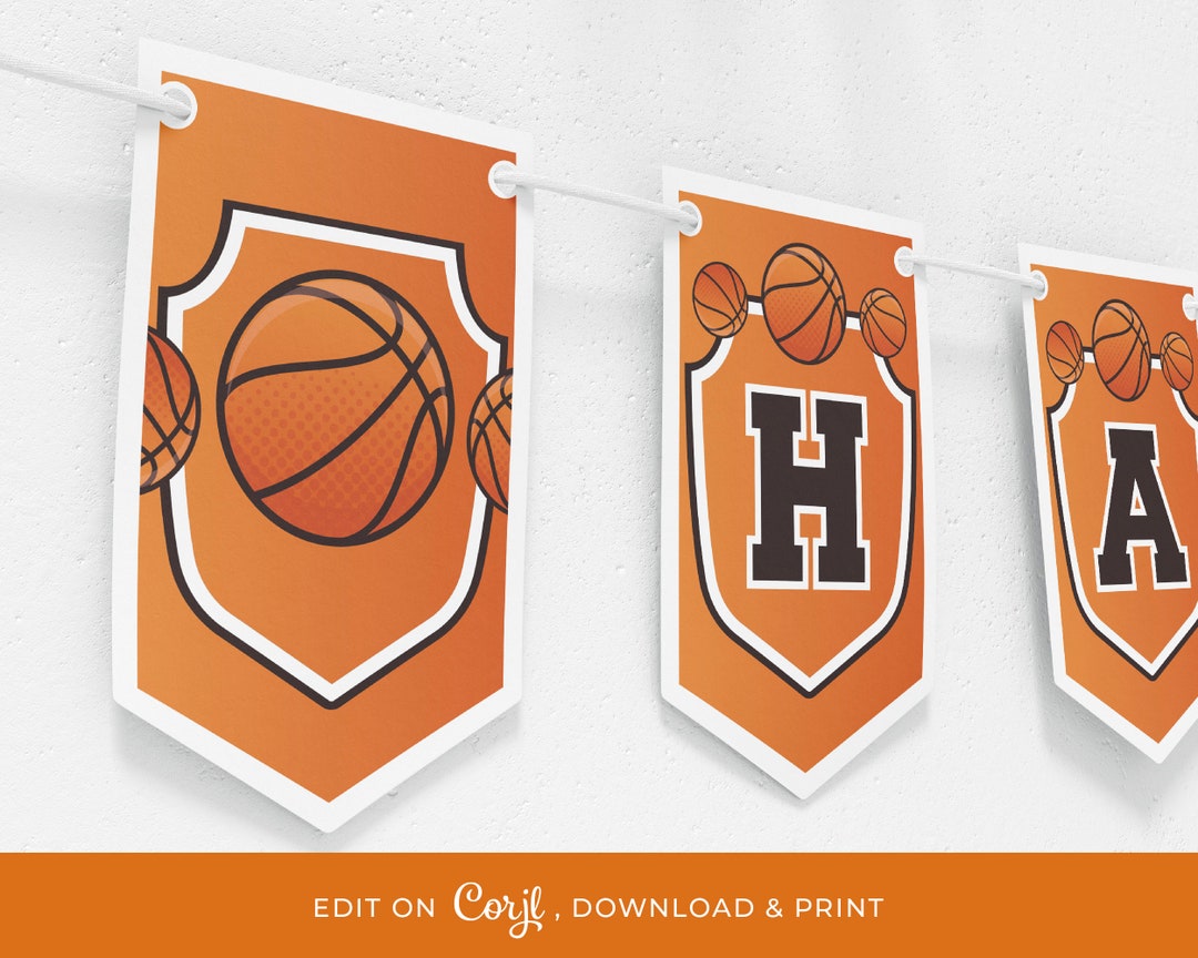 Basketball Editable Birthday Banner Sports Party Slam Dunk - Etsy