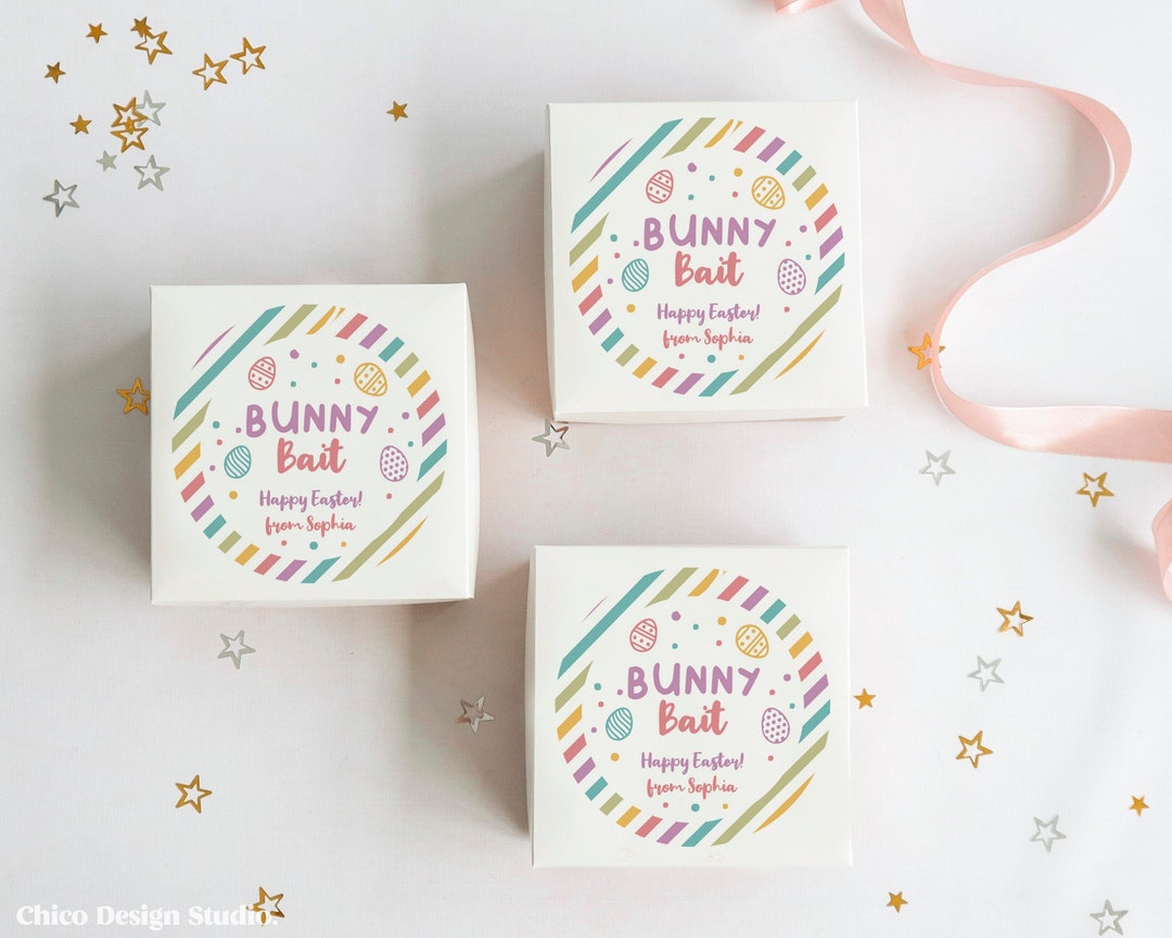 Bunny Bait Editable Thank You Tag Happy Easter Eggs Square Favor Tags ...