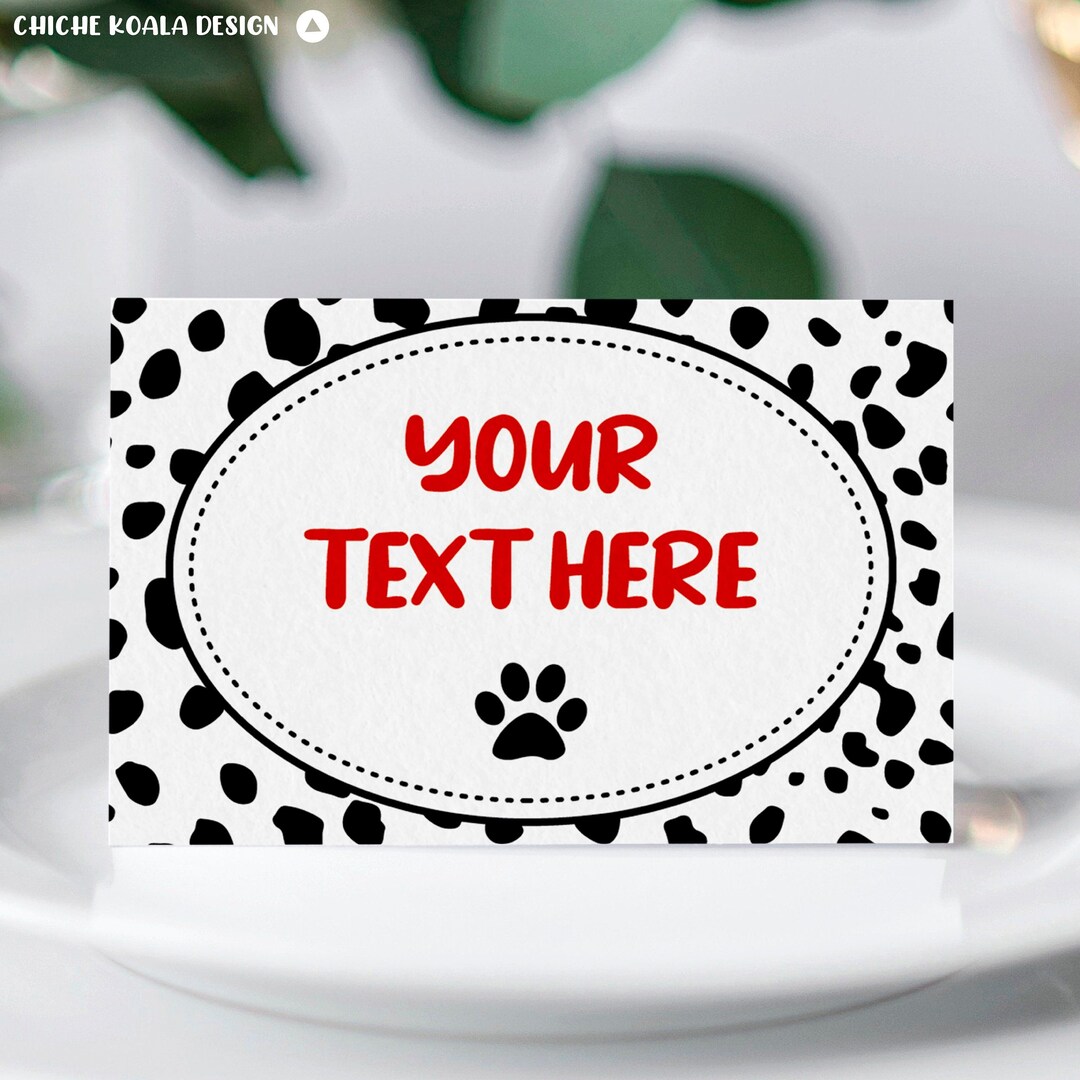Dalmatian Spots Editable Food Label Birthday Place Card Puppy - Etsy