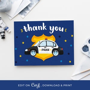 Police Thank You Card Ready to Print Officer Car Birthday - Etsy