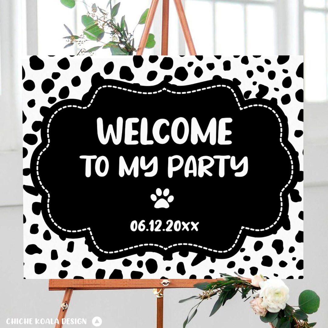Dalmatian Spots Black Editable Welcome Sign Birthday Party - Etsy