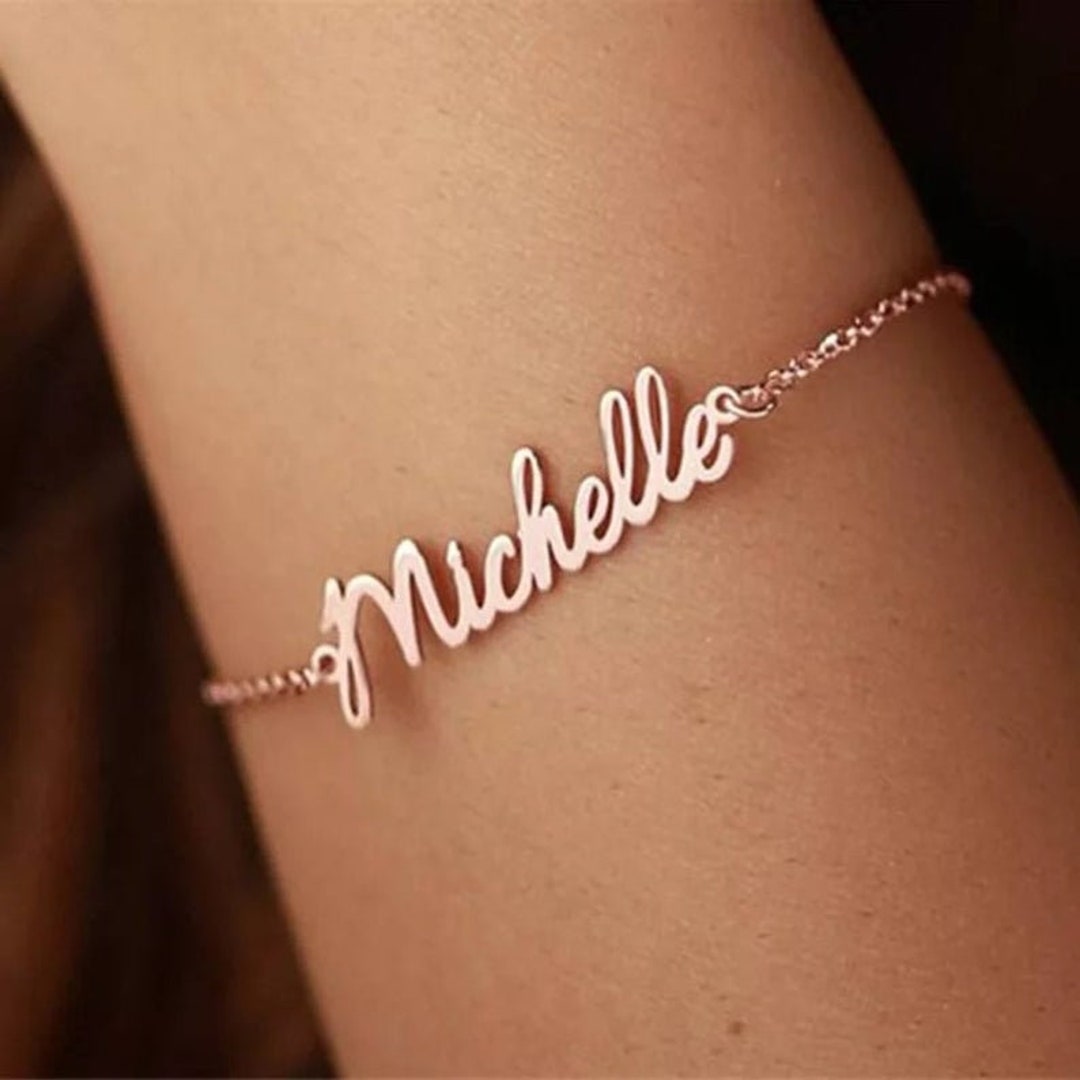 Custom Name Bracelet, 24K Gold Customized Gift Minimalist Bracelet ...