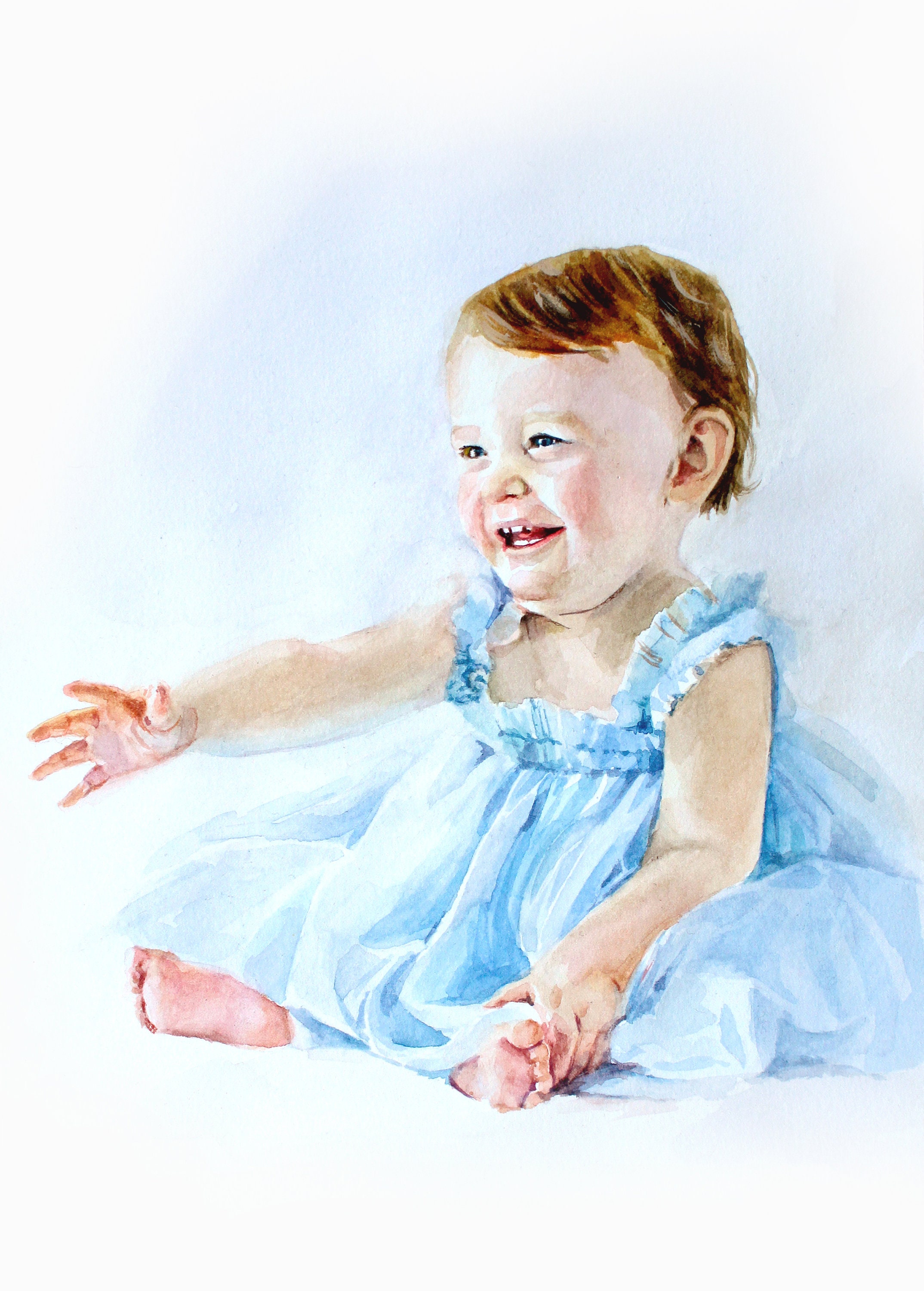 Commission Watercolor Portrait From Photo Custom Baby Child - Etsy