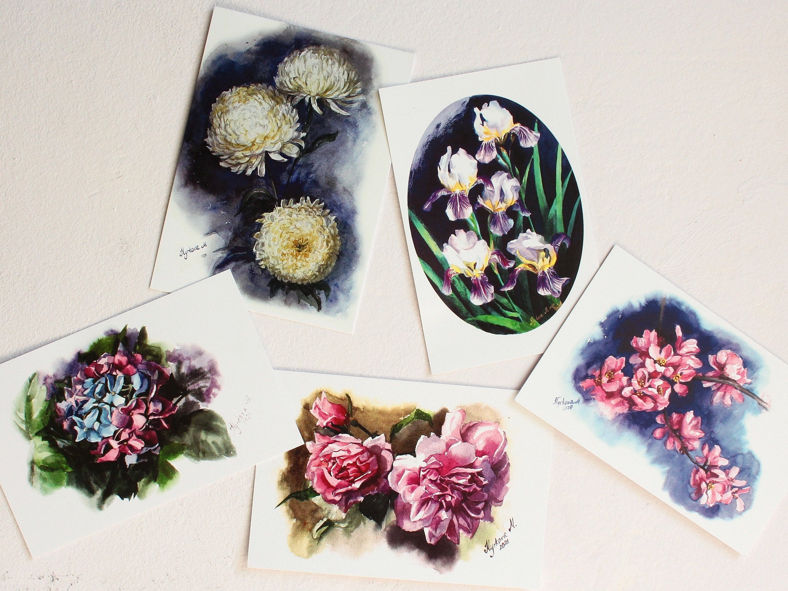 Postales de flores Postal floral Juego de tarjetas botánicas - Etsy España