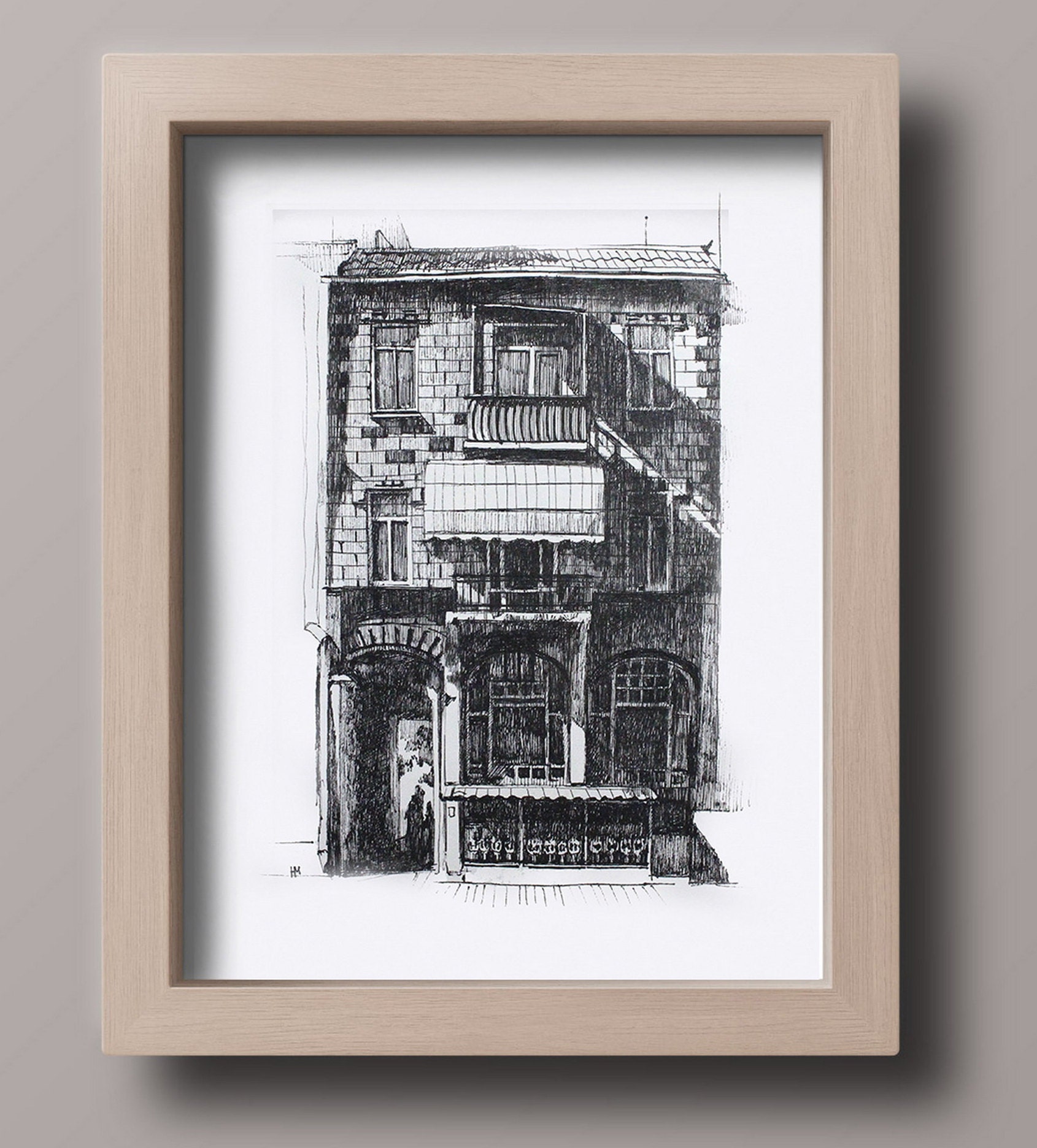 Building Print Architecture Drawing Black and White - Etsy