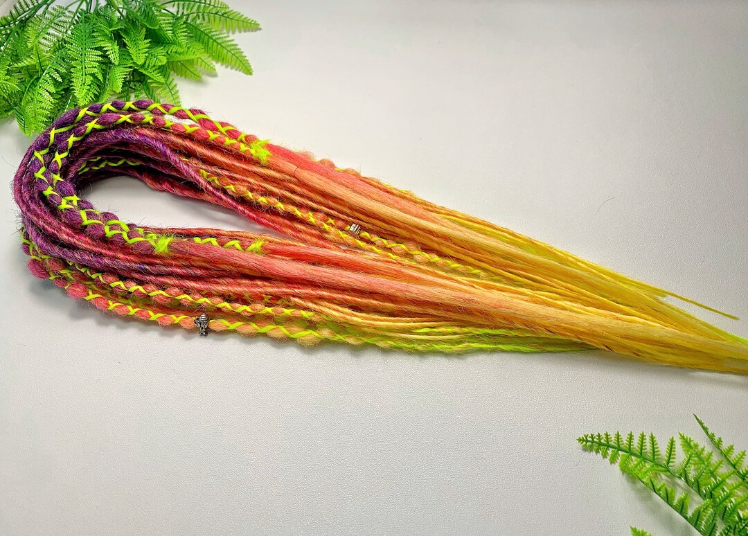 Scandi Dreadlocks Extensions Vikings Synthetic Dreads Fire Ombre Neon ...