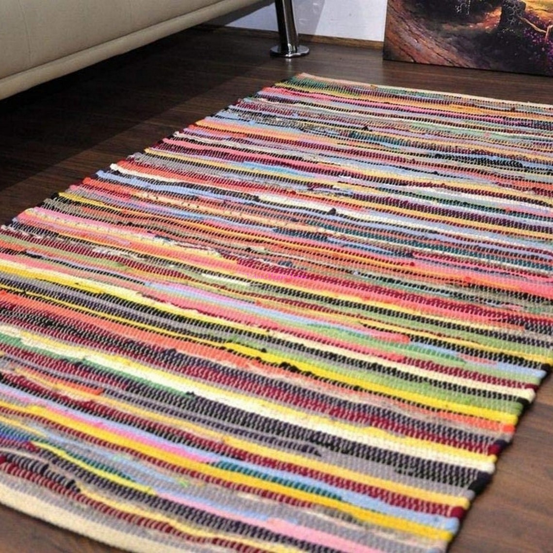 Chindi Rag Rug in Multi-Colour Recycled Nylon Handmade Small | Etsy