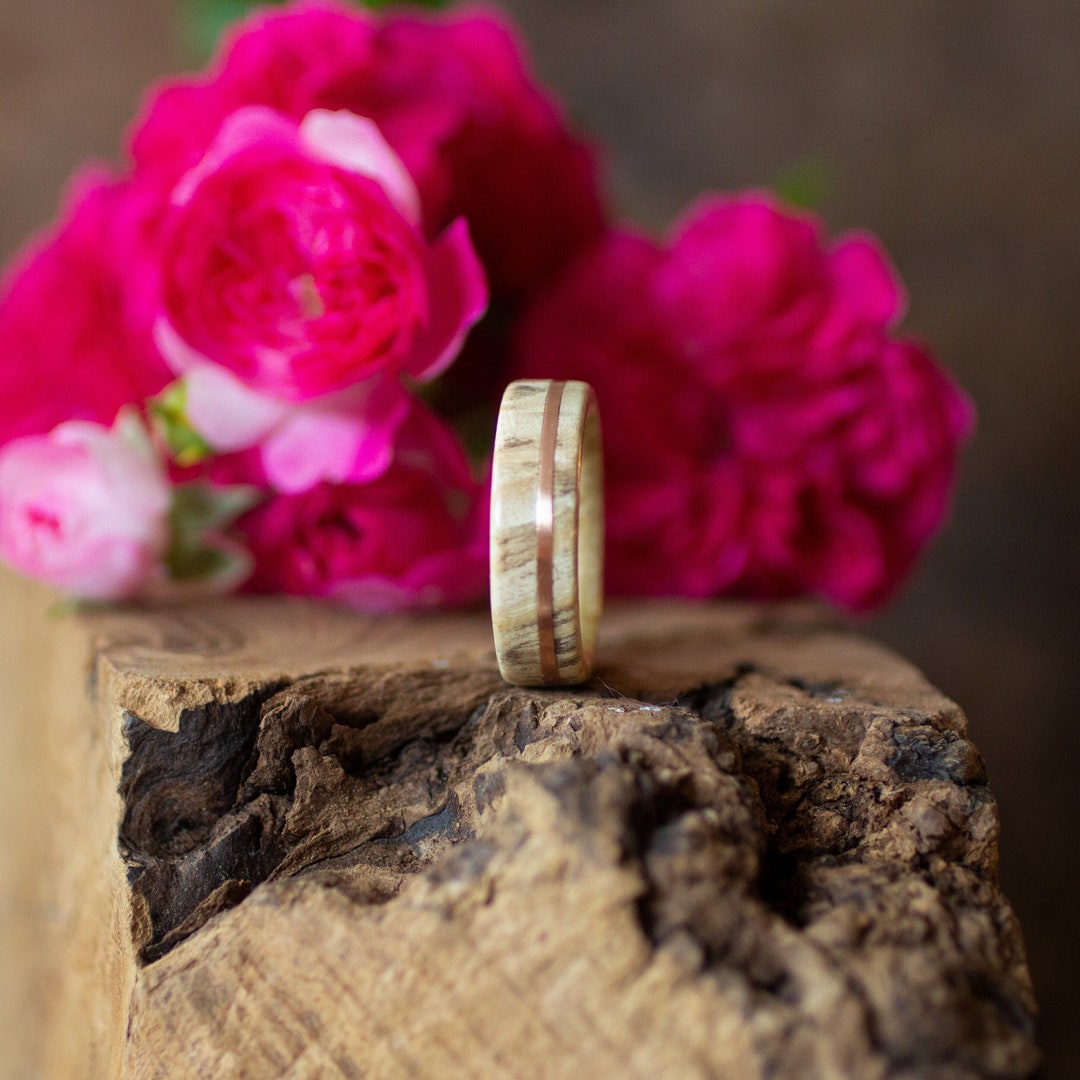 Maple Ring With Copper Inlay, Maple Wood Ring, Maple Burl Wedding Rings ...
