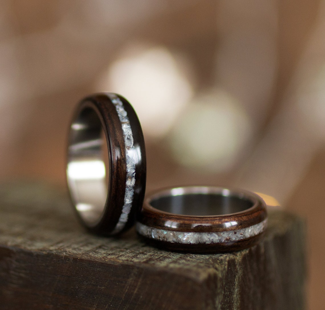 Ebony wood ring with natural pearls Gemini birthstone ring | Etsy