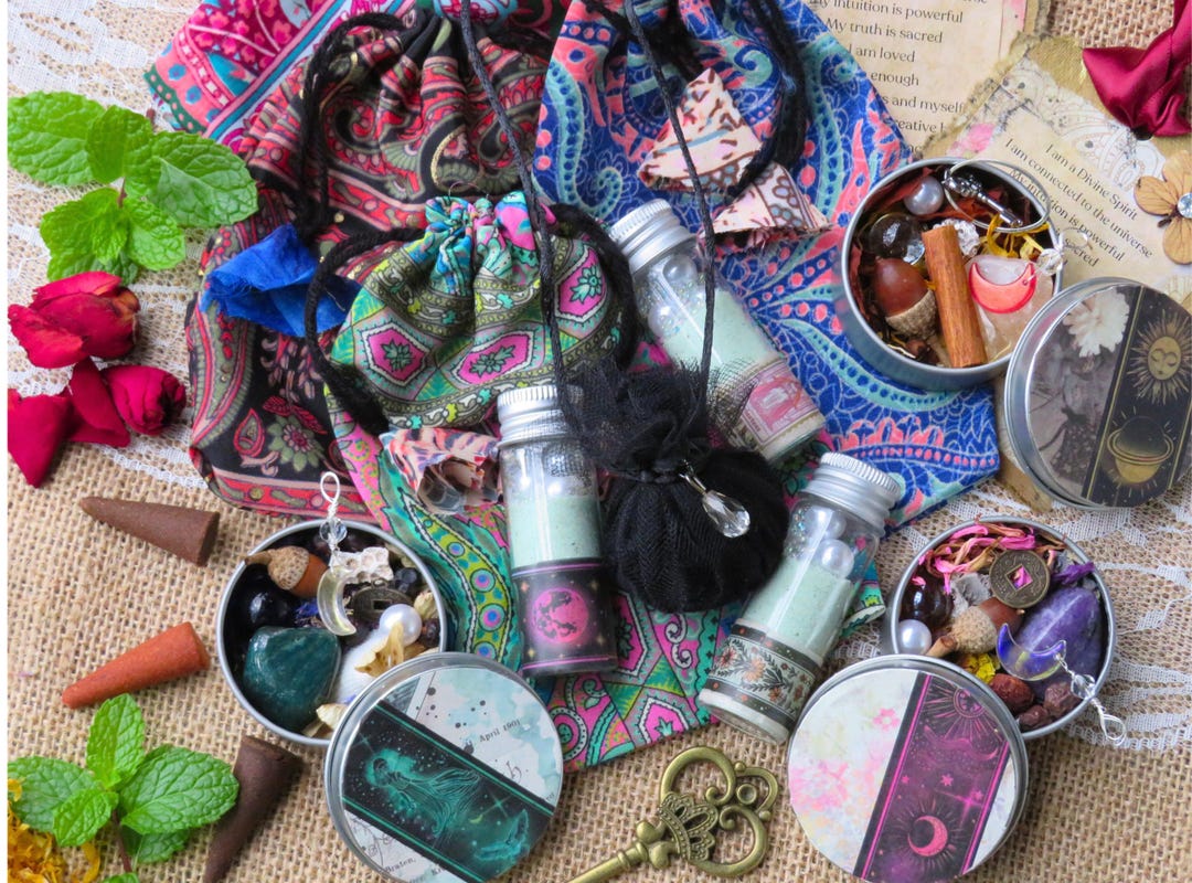 Goddess Mojo Bag, Gris Gris Bag With Crystals and Magic Herbs, Travel ...