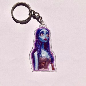 Corpse Bride Emily Keychain, Halloween Keychain, Handmade Epoxy Resin ...