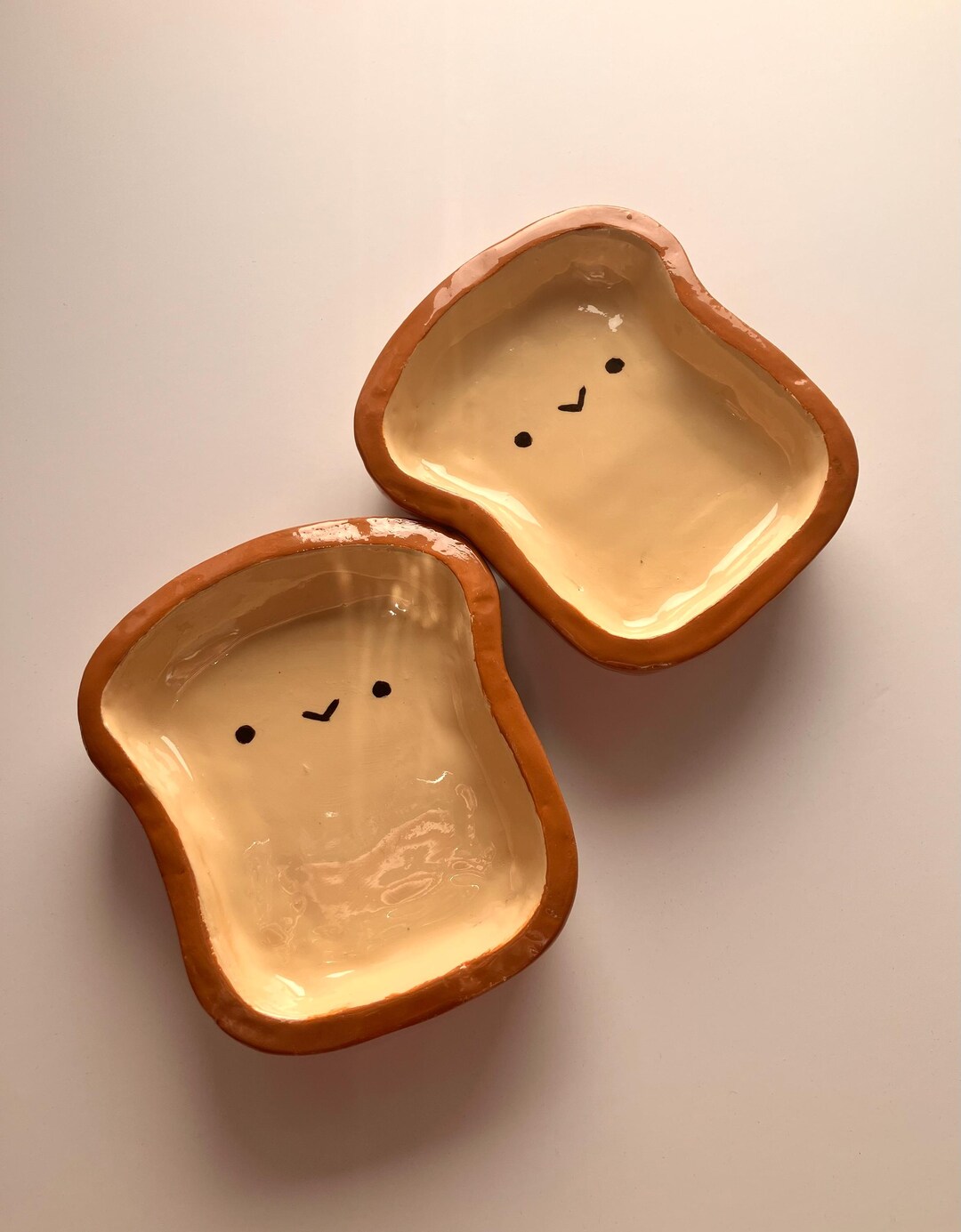 Cute Clay Toast Trinket Dish, Handmade Pottery Air Dry Clay Kawaii Dish ...