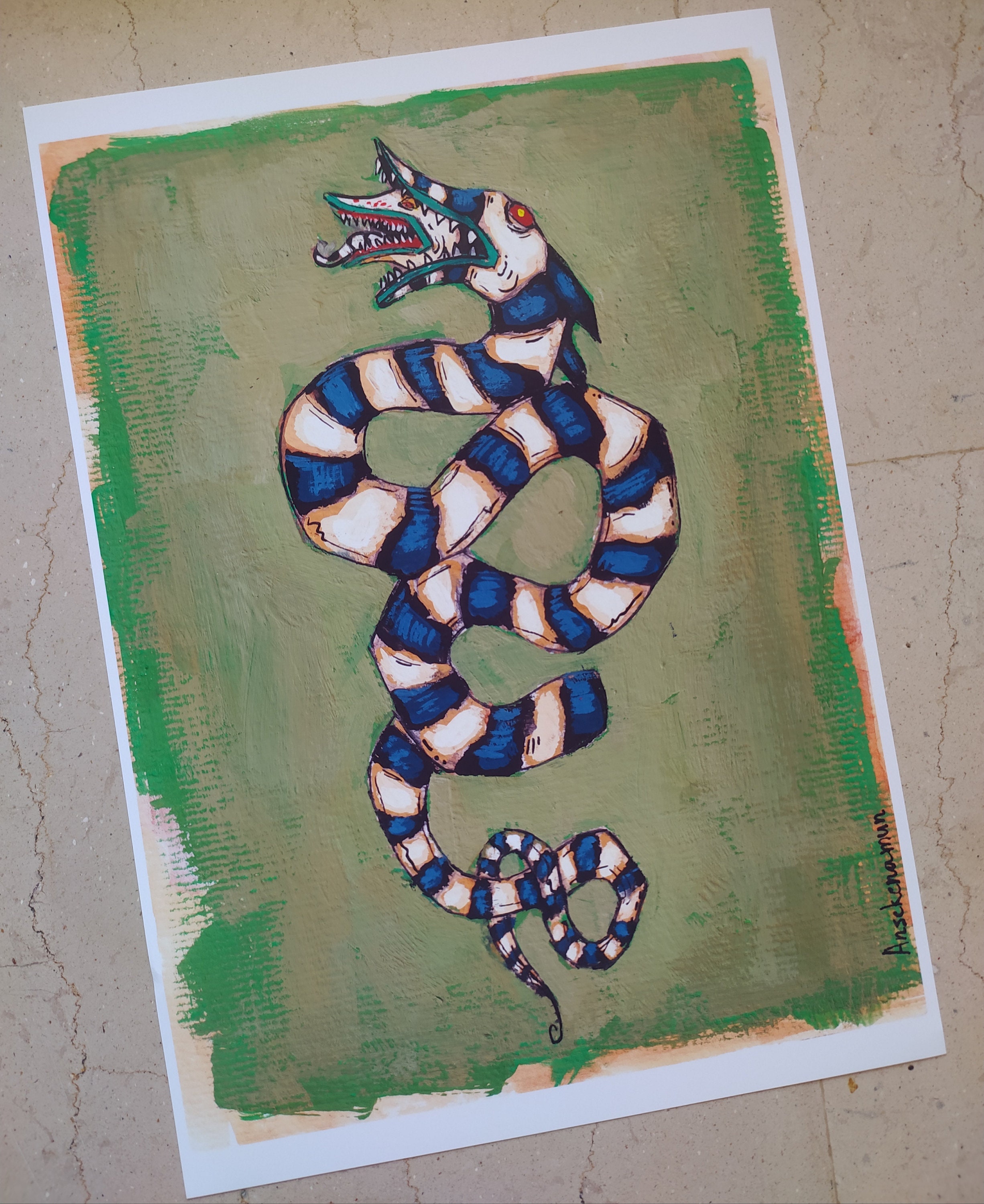 Beetlejuice Sandworm Giclee Art Print Gouache Tim Burton Art - Etsy