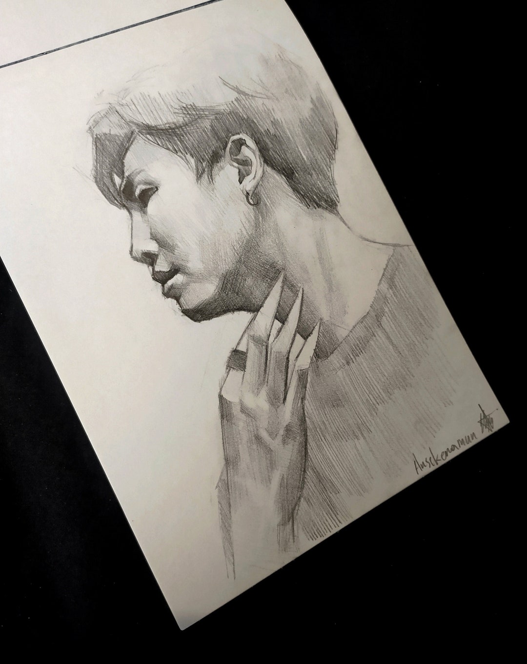 Original Namjoon Sketch, Bts Art, Kim Namjoon, Rm Drawing, Bts Pencil ...