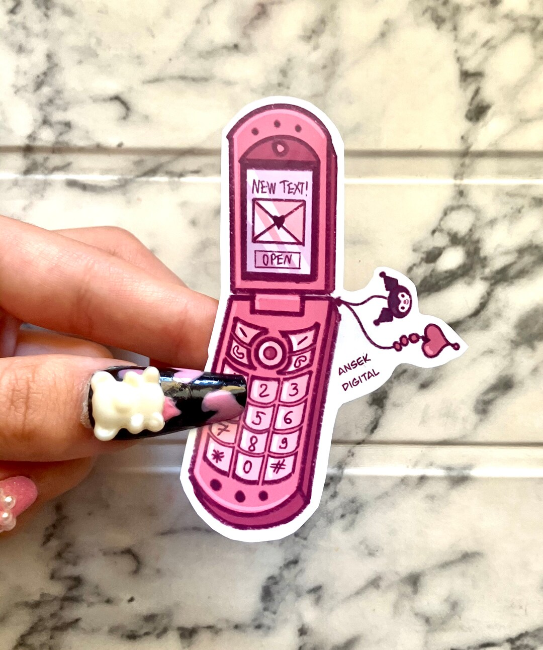 Kawaii Y2k Flip Phone Sticker, Pink Sticker, Cute Stickers, Kawaii ...