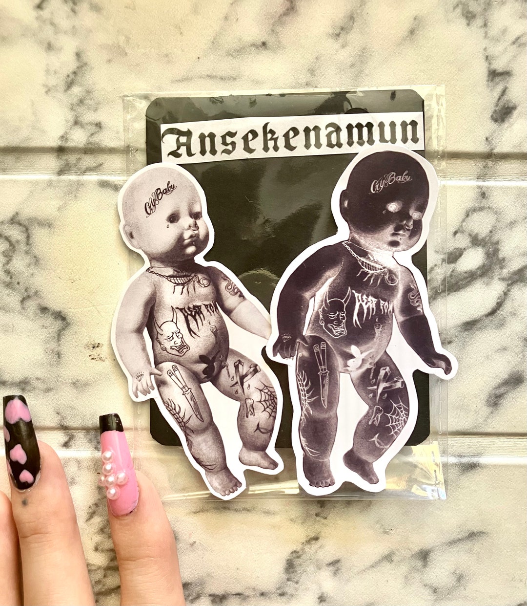 Tattooed Baby Doll Sticker Pack, Stickers, Illustration, Gothic Art ...