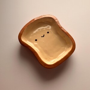Cute Clay Toast Trinket Dish, Handmade Pottery Air Dry Clay Kawaii Dish ...