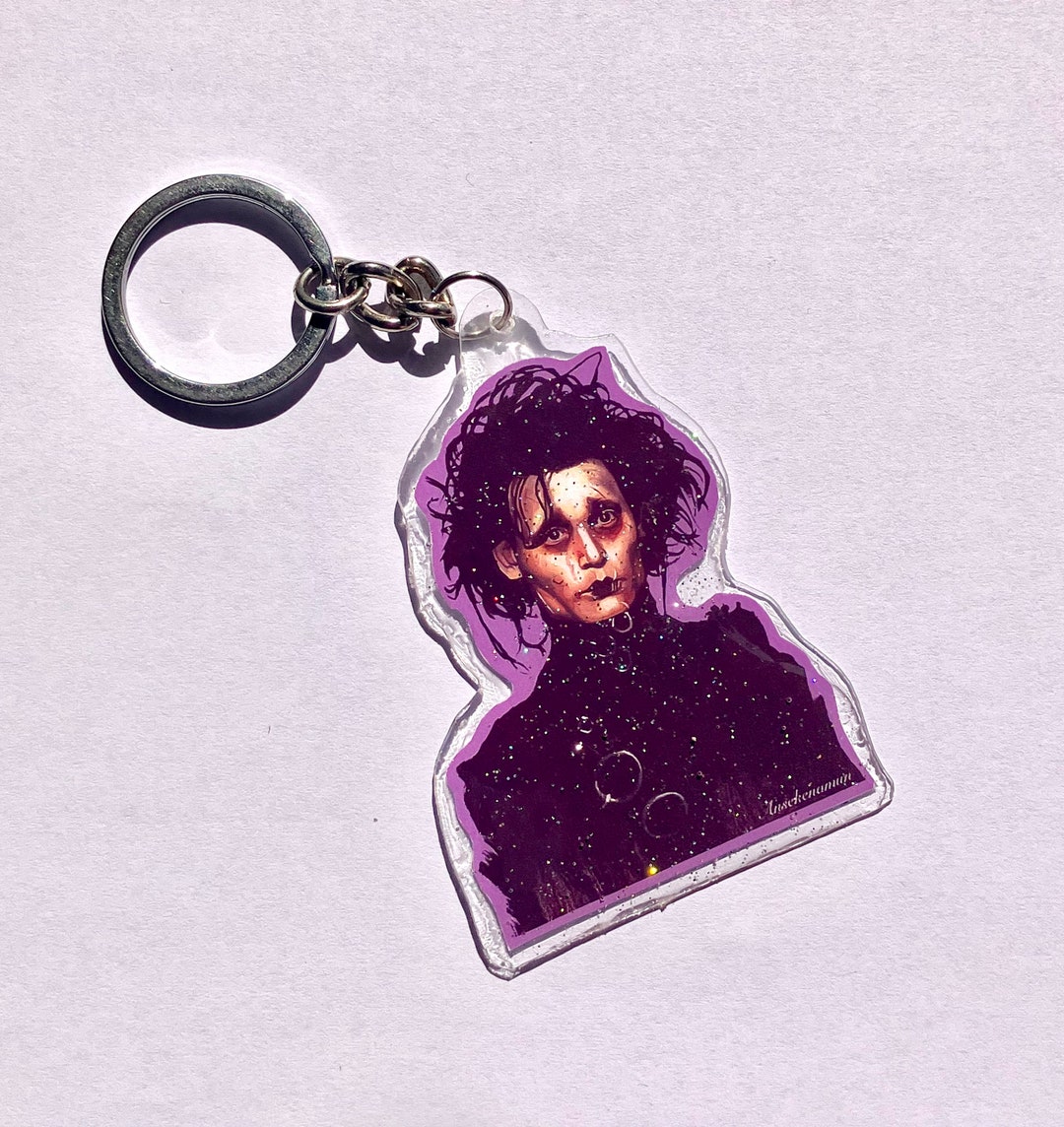 Edward Scissorhands Keychain, Halloween Keychain, Handmade Epoxy Resin ...