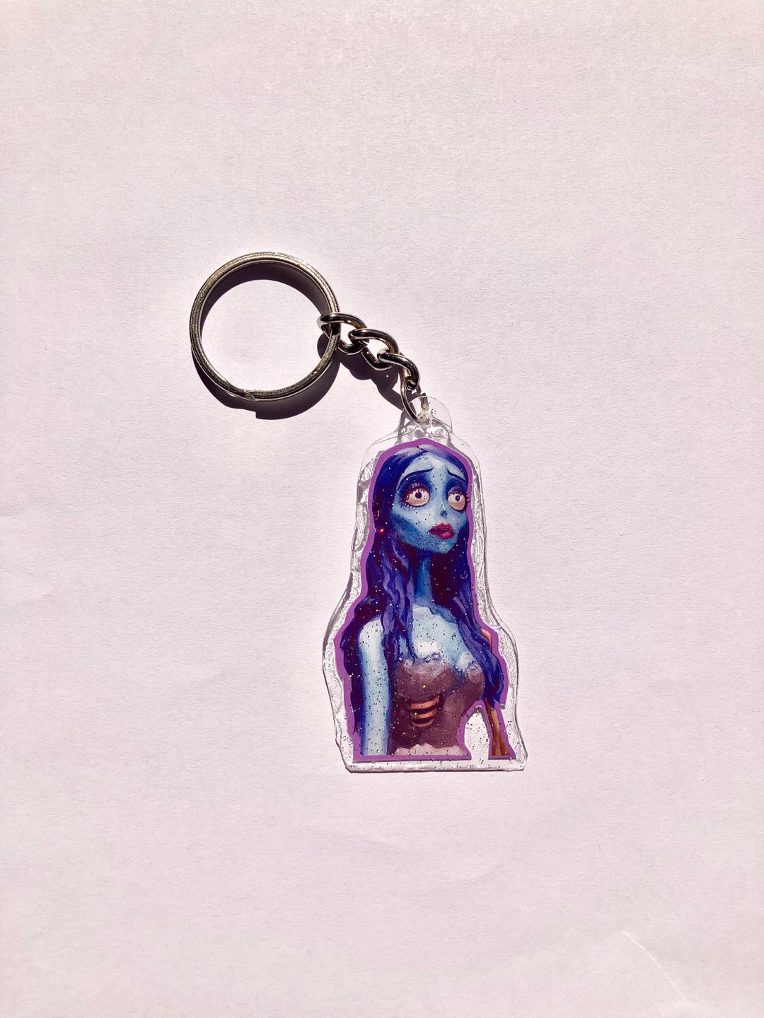 Corpse Bride Emily Keychain, Halloween Keychain, Handmade Epoxy Resin ...