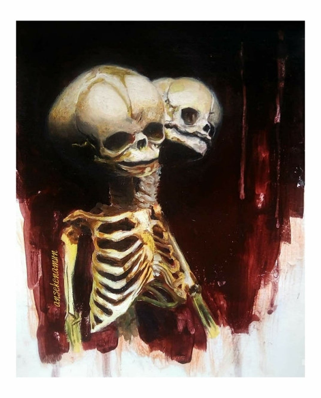 Inseparable Giclee Art Print Skull Art Print, Gothic Painting, Gothic ...