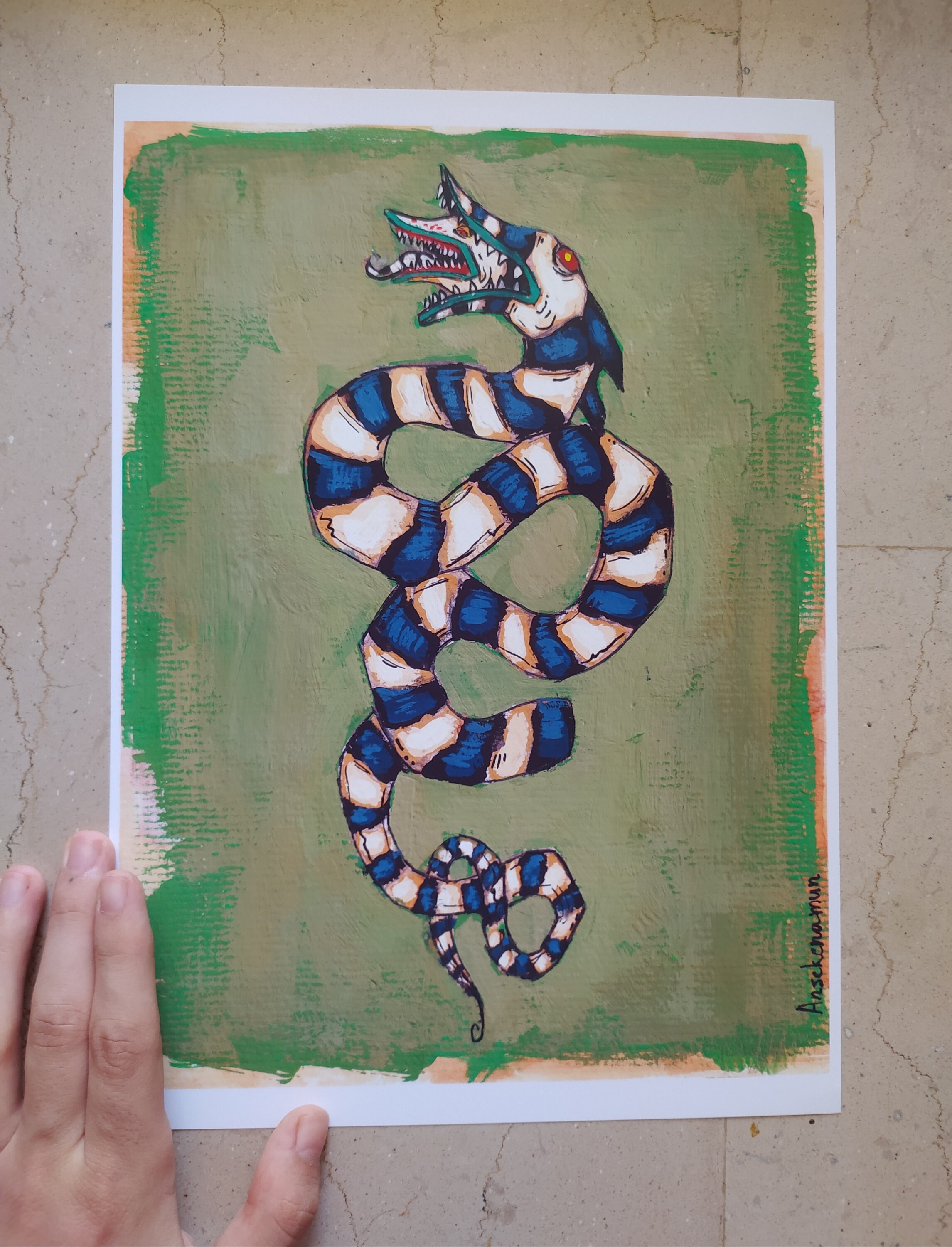 Beetlejuice Sandworm Giclee Art Print Gouache Tim Burton Art - Etsy