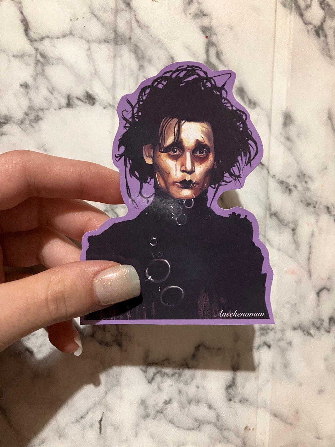 Big Edward Scissorhands Sticker, Johnny Dep, Glossy Sticker, Tim Burton ...