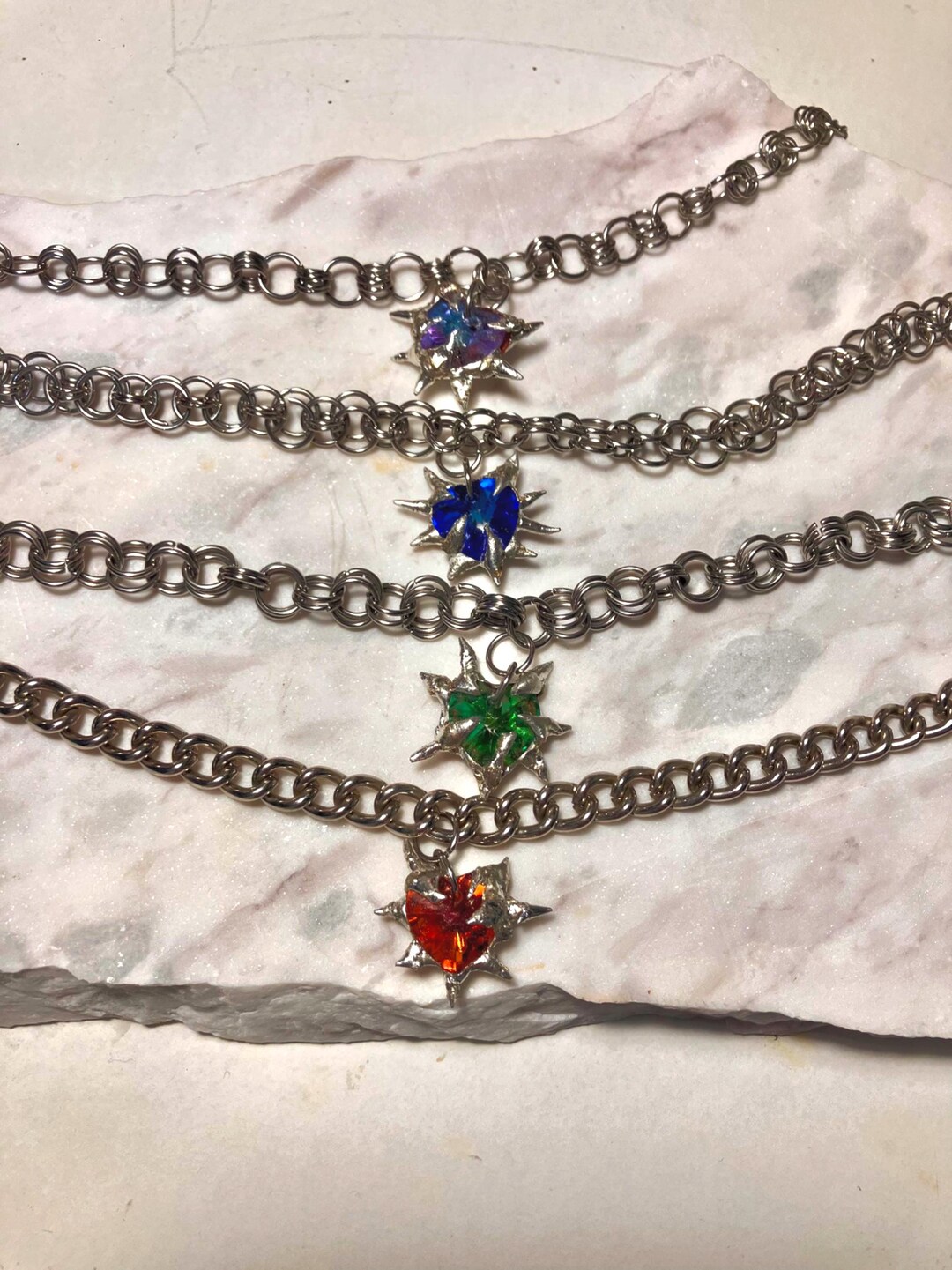 Spiky Liquid Metal Chain Choker - Chainmail Necklace Handmade Soft ...