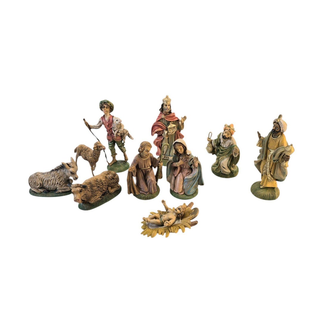 Vintage Nativity Scene Set of 10 Hand Painted Figures First Blessings ...