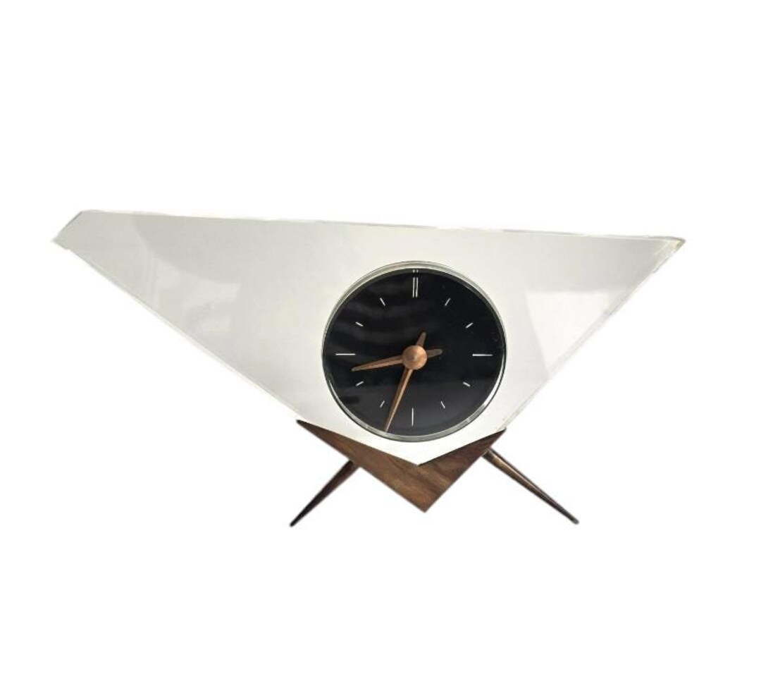 Vintage Plexiglass Mechanical Desk Clock Mid Century Modern 60s - Etsy