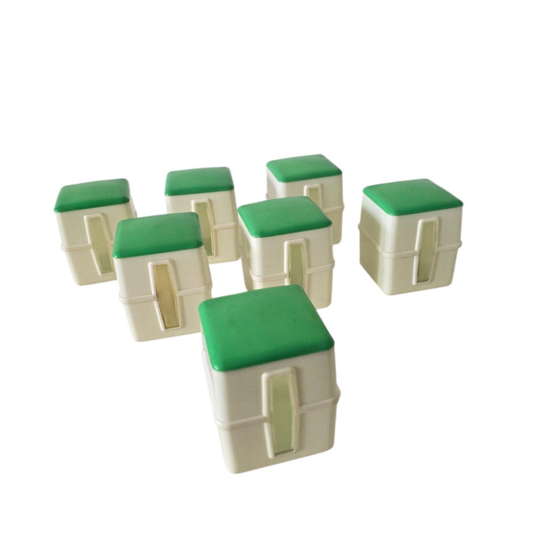 Vintage Mid-century Modern Plastic Storage Containers With Green Lids ...