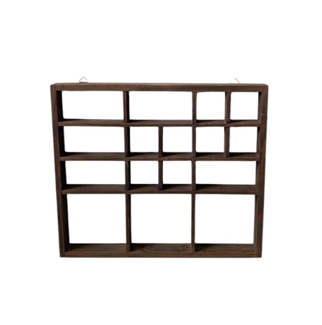Vintage Wooden Wall Display Shelf With Multiple Compartments ...