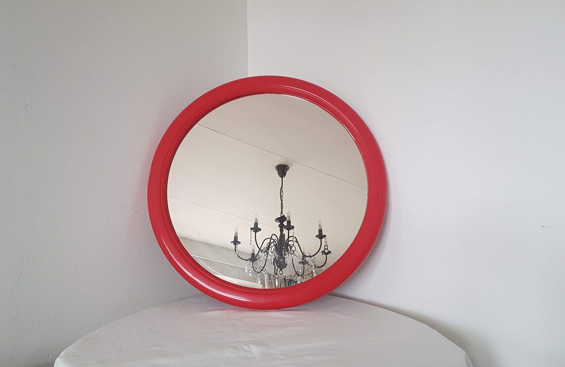 Vintage Pop Art Memphis Milano Style Big Wall Mirror in a Plastic Frame ...