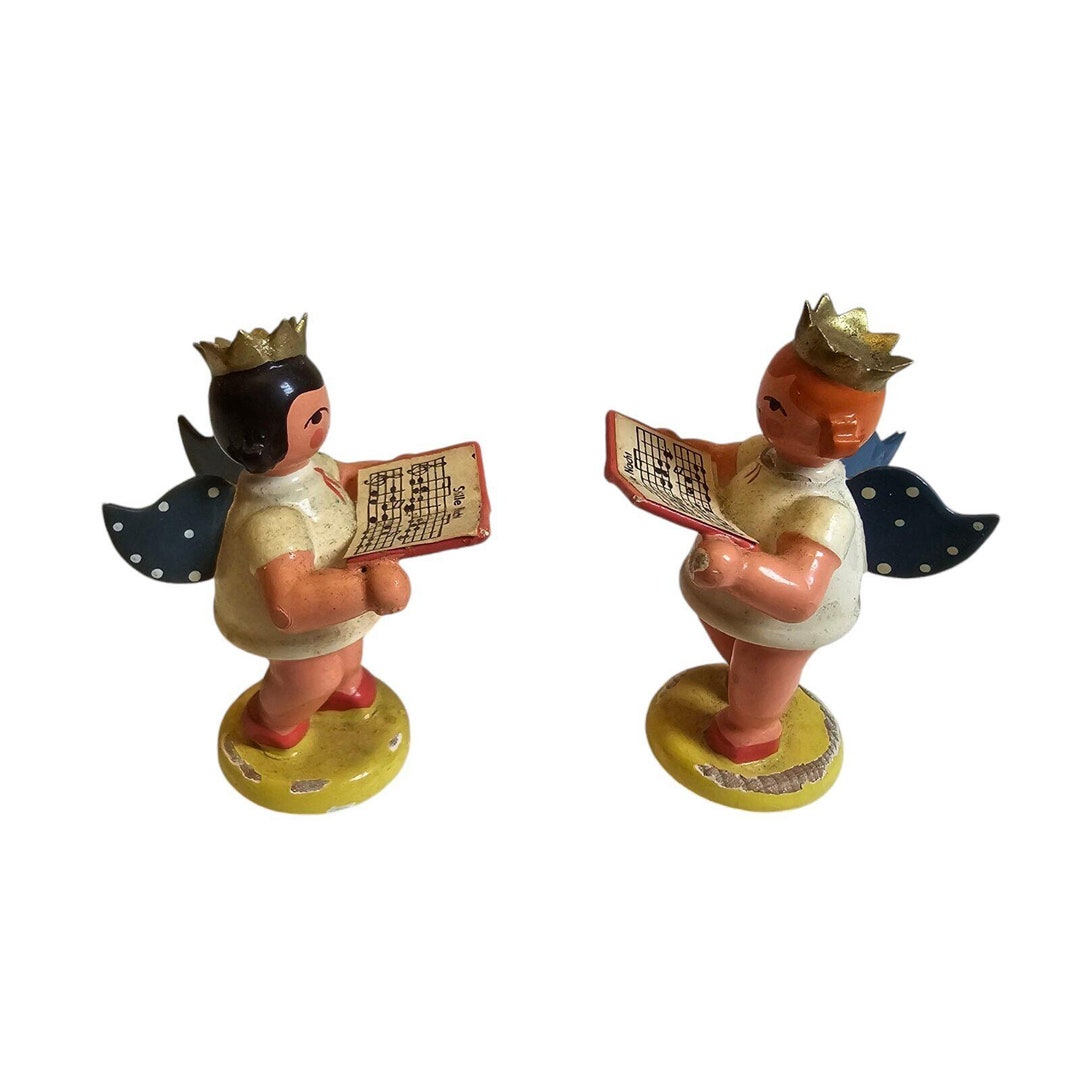 Vintage Marguerite Wendt and Kühn a Pair of Wooden Angel Singers ...