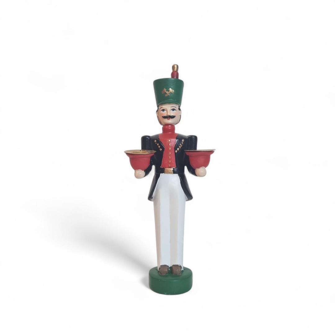 Vintage Candlestick Polyresin Miner Christmas Hand Painted Candle ...
