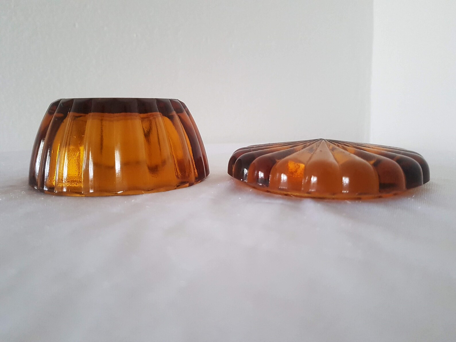 Bohemian Art Deco Amber Glass Powder Can Dose Schlevogt | Etsy