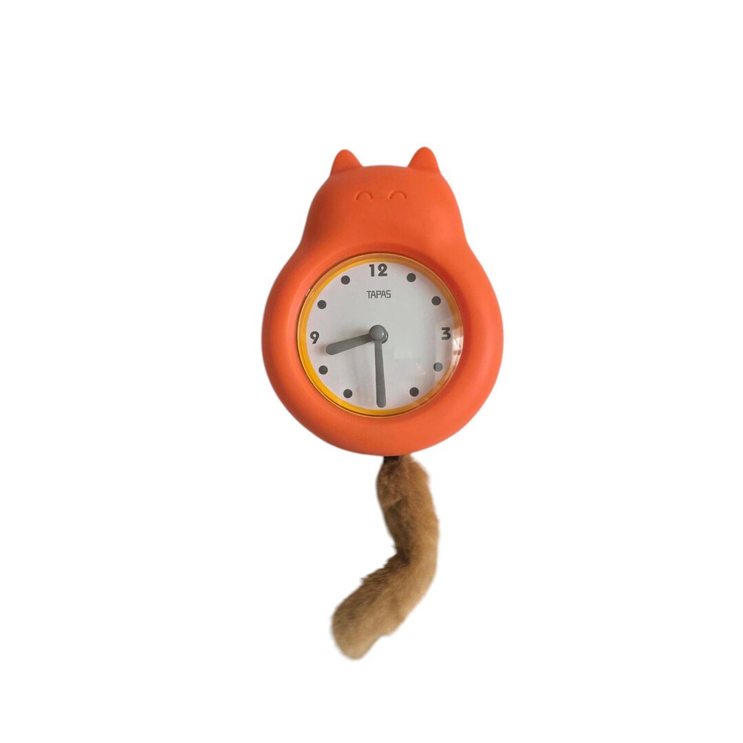 Vintage Orange Cat Wall Clock With Swinging Furry Tail – Tapas Design ...