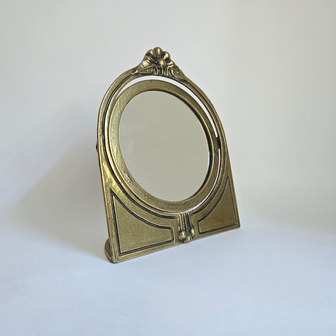 Vintage Charming Tabletop Brass Tilt Mirror/frame Art Nouveau - Etsy