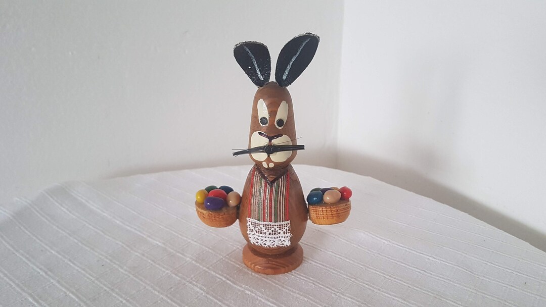 Vintage German Easter Wooden Decoration Easter Bunny Erzgebirge Folk ...